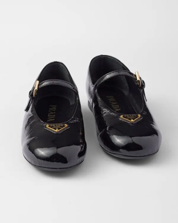 Prada Naplak Patent Leather Ballerinas - Black