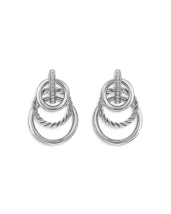 David Yurman Dy Mercer Triple Ring Drop Earrings - White/silver