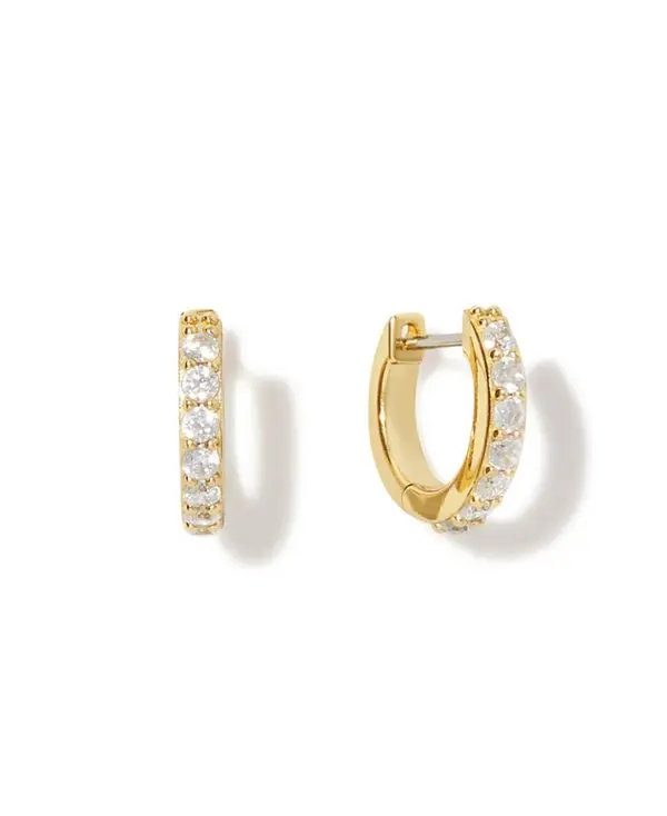 ANA LUISA Suzanne Medium Pave Huggie Hoop Earrings - Gold
