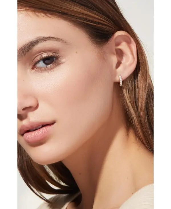 ANA LUISA Suzanne Medium Pave Huggie Hoop Earrings