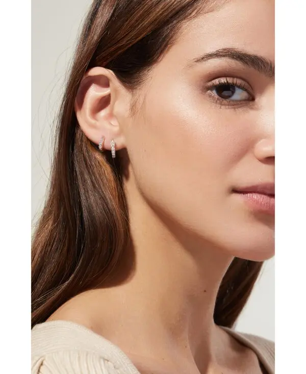 ANA LUISA Suzanne Medium Pave Huggie Hoop Earrings