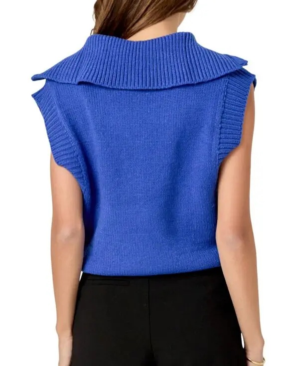 English Factory Zip Mock Neck Vest - Royal Blue
