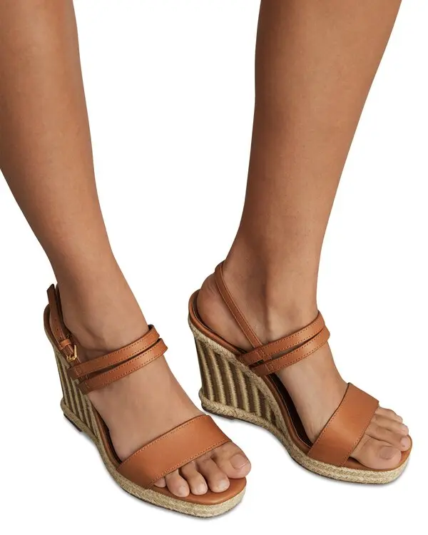 REISS Raffia Wedge Heel Sandals