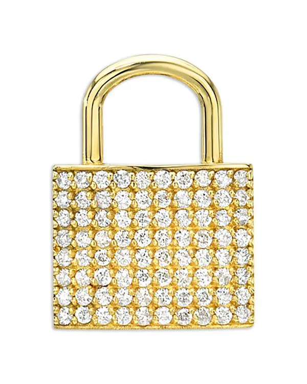 ZOE LEV 14k Yellow Diamond Pave Padlock Charm Pendant - Gold