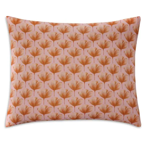 SFERRA Edna Reversible Ginkgo Leaf Sham, Continental - Pink/orange