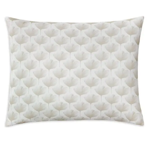 SFERRA Edna Reversible Ginkgo Leaf Sham, Standard - White/beige