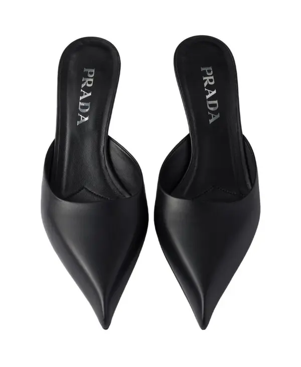 Prada Leather Mules - Black | Editorialist