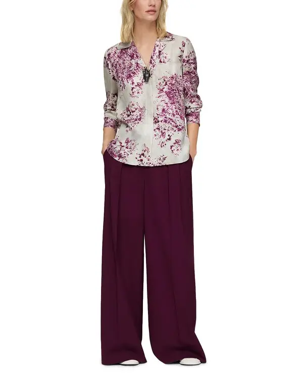Lafayette 148 New York Notch Collar Silk Top