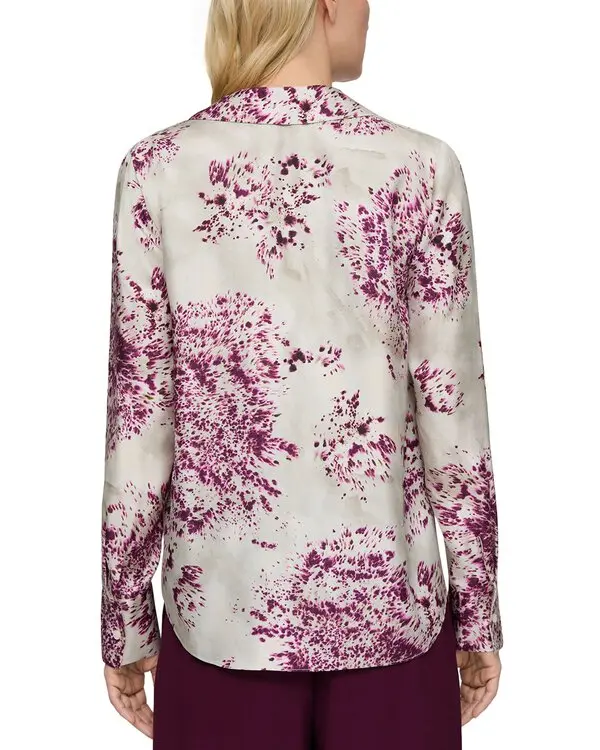 Lafayette 148 New York Notch Collar Silk Top