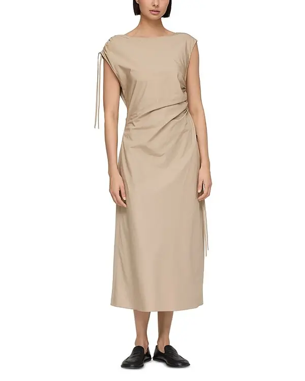 Lafayette 148 New York Gathered Tie Sleeve Midi Dress - Clay