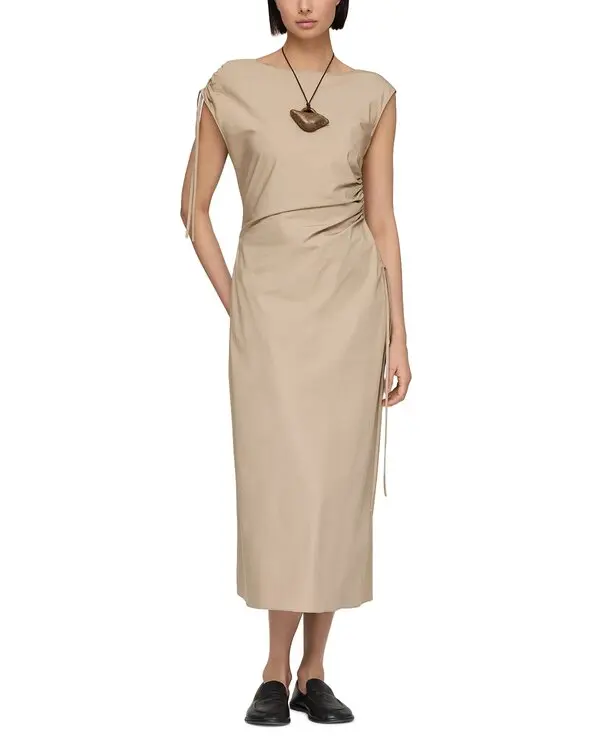 Lafayette 148 New York Gathered Tie Sleeve Midi Dress