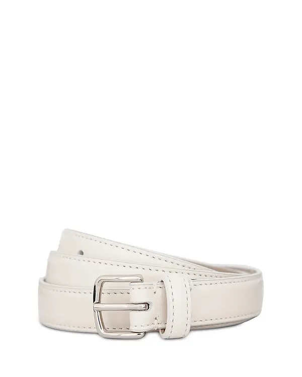 Vince Stitched Leather Belt - Milk