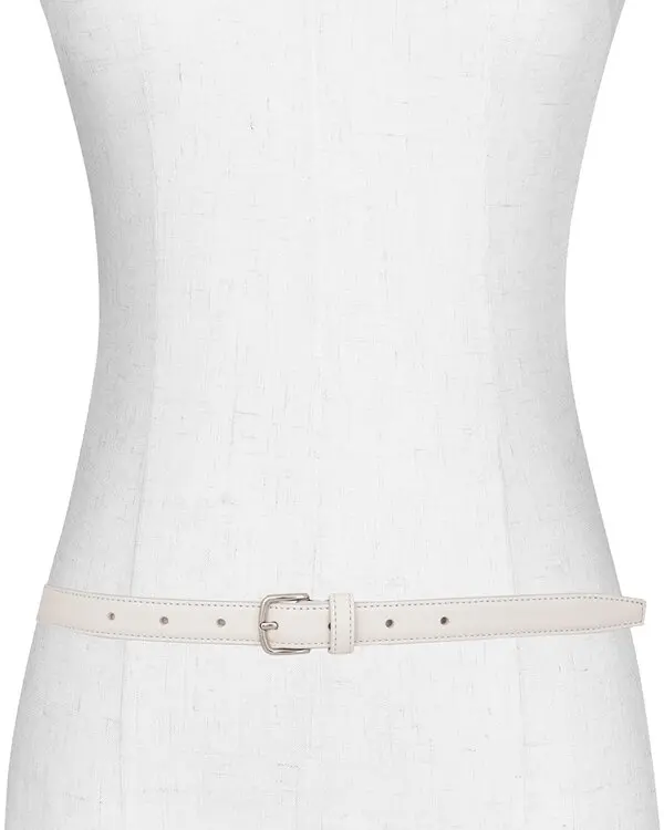 Vince Stitched Leather Belt - Milk