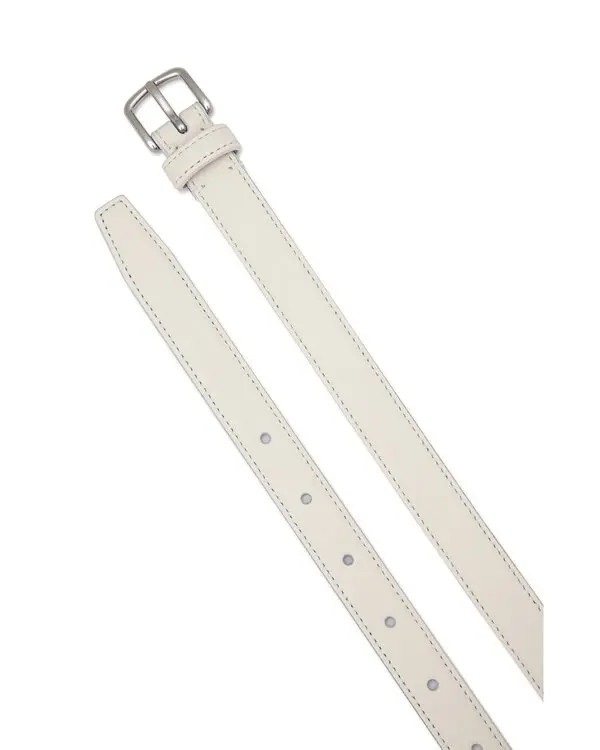 Vince Stitched Leather Belt - Milk