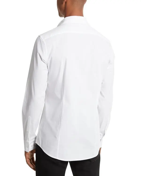 Michael Kors Cotton Stretch Classic Fit Button Down Shirt - White