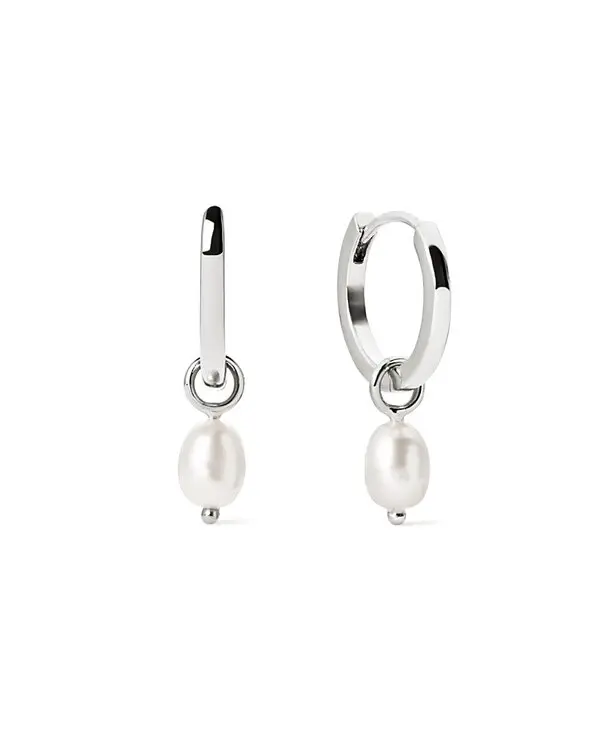 ANA LUISA Frida Freshwater Pearl Huggie Earrings - Silver