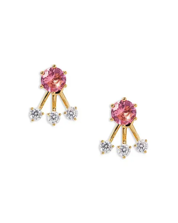 Nadri Natural Beauty Jacket Earrings - Pink/gold