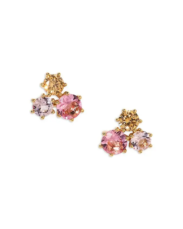 Nadri Trio Stud Earrings - Pink/gold