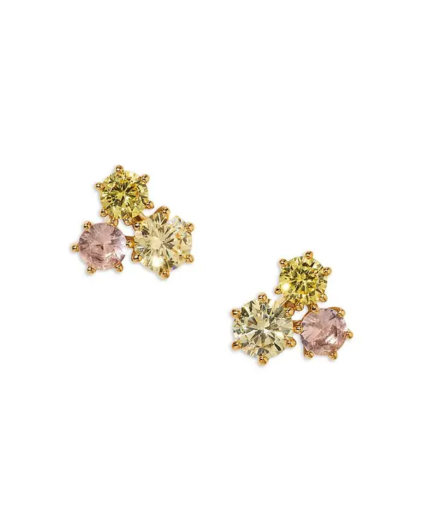 Nadri Trio Stud Earrings - Yellow/gold