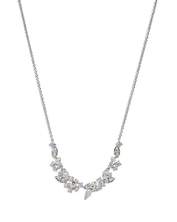 Nadri Ravish Laurel Frontal Necklace - Silver