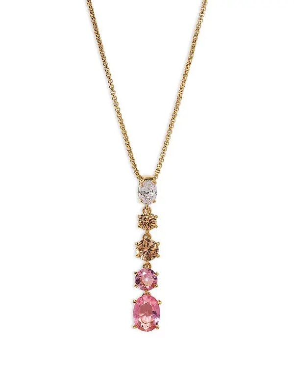 Nadri Natural Beauty Y Pendant Necklace - Pink/gold