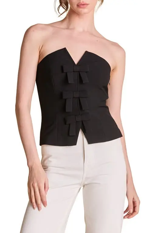 Endless Rose Bow Detail Bustier Top - Black