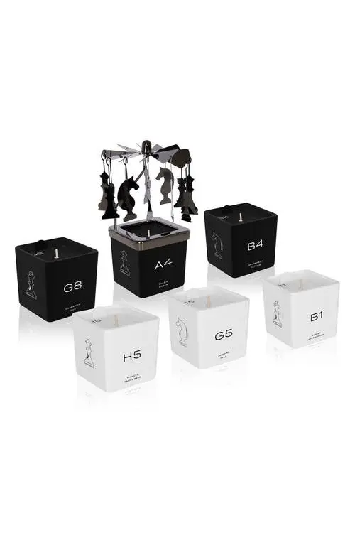 MIND GAMES Chess Set Of 6 Luxury Votive Candles & Carousel - No Color