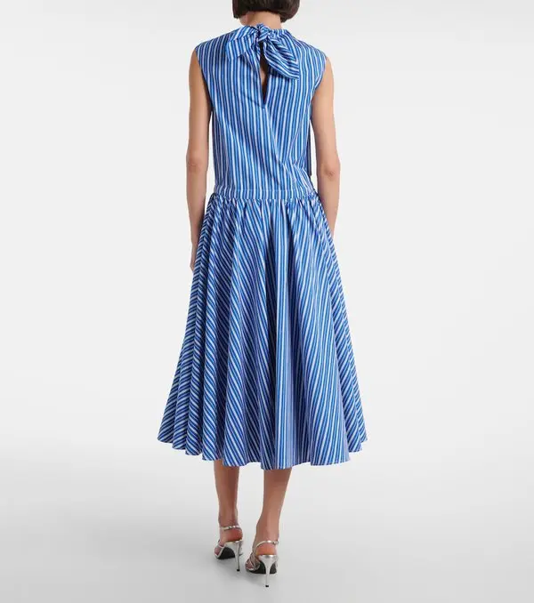 PATOU Striped Cotton Shirt Dress - Blue