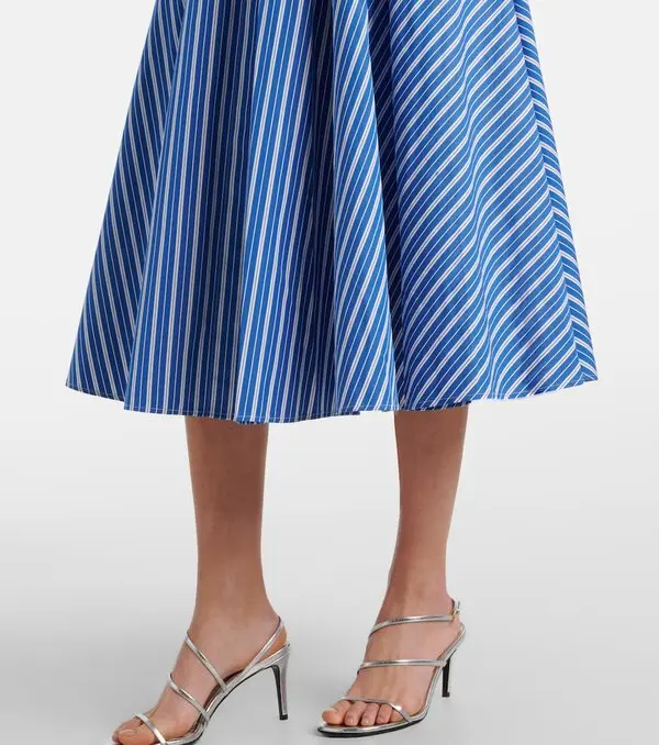 PATOU Striped Cotton Shirt Dress - Blue