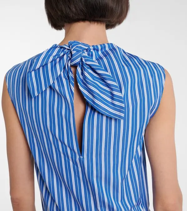 PATOU Striped Cotton Shirt Dress - Blue