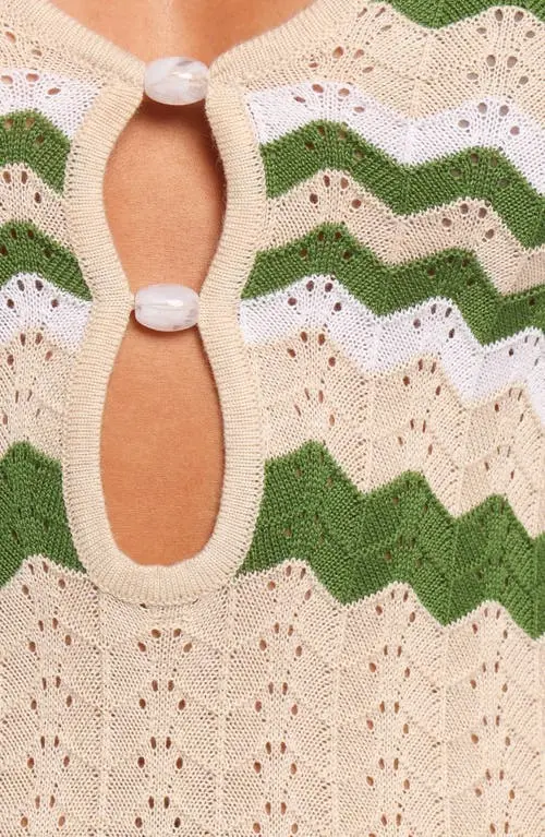 PETAL & PUP Hubert Chevron Pointelle Knit Maxi Dress