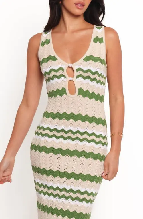 PETAL & PUP Hubert Chevron Pointelle Knit Maxi Dress