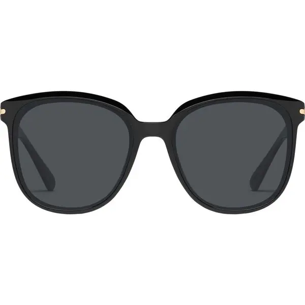 Quay Rent Free 55mm Polarized Round Sunglasses - Black/ Smoke Polarized