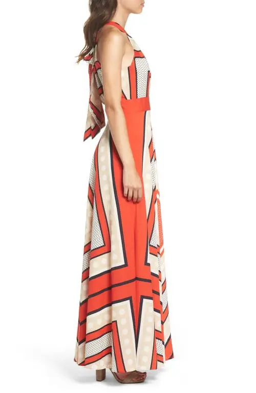 scarf print crêpe de chine fit & flare maxi dress Pink Tie Dye Maxi Dress main image 0