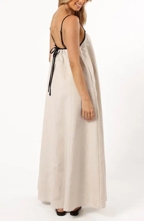 Petal & Pup Elliana Sleeveless Linen Blend A-Line Maxi Dress - Beige |  Editorialist