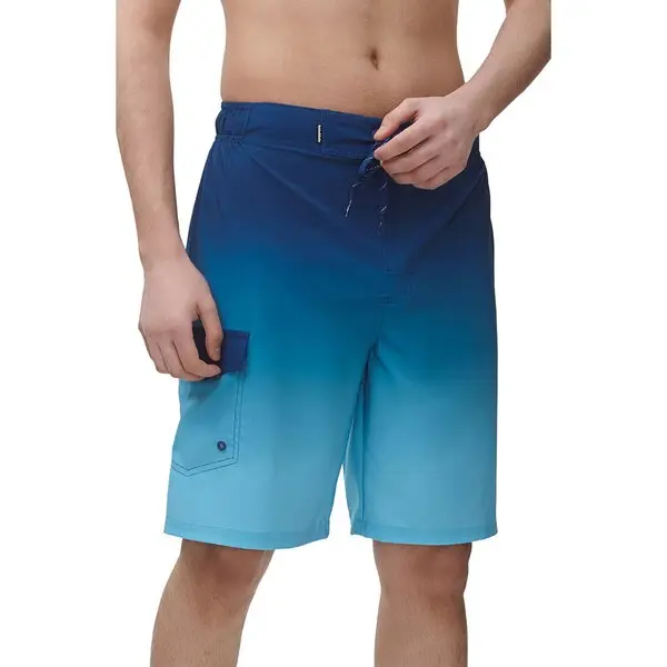 ROKKA&ROLLA 4-way Stretch Board Shorts - Blue Wave Gradient