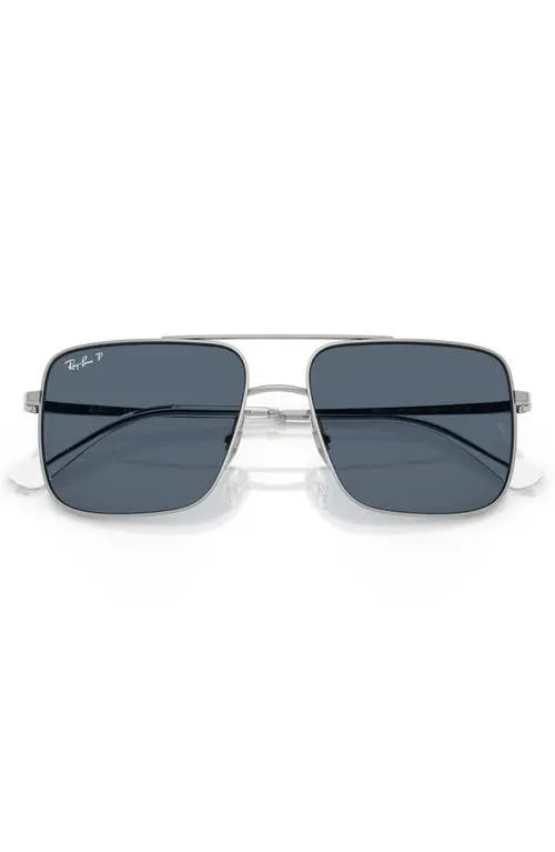 Ray-ban 56mm Polarized Square Sunglasses - Silver