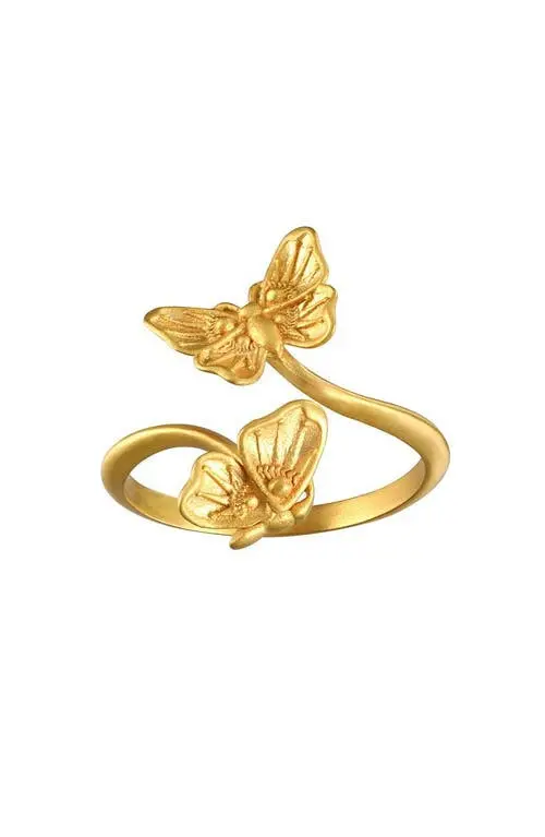 SATYA JEWELRY Freedom To Soar Butterfly Ring - Gold