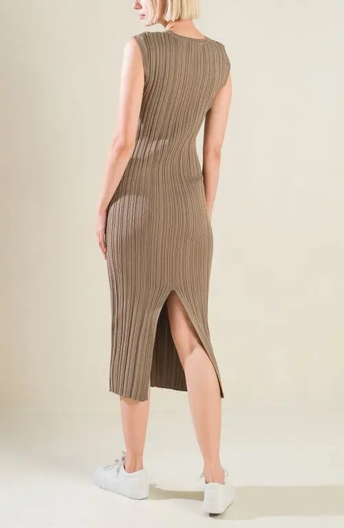 FREEMARKET Sleeveless Ribbed Midi Sweater Dress - Brown