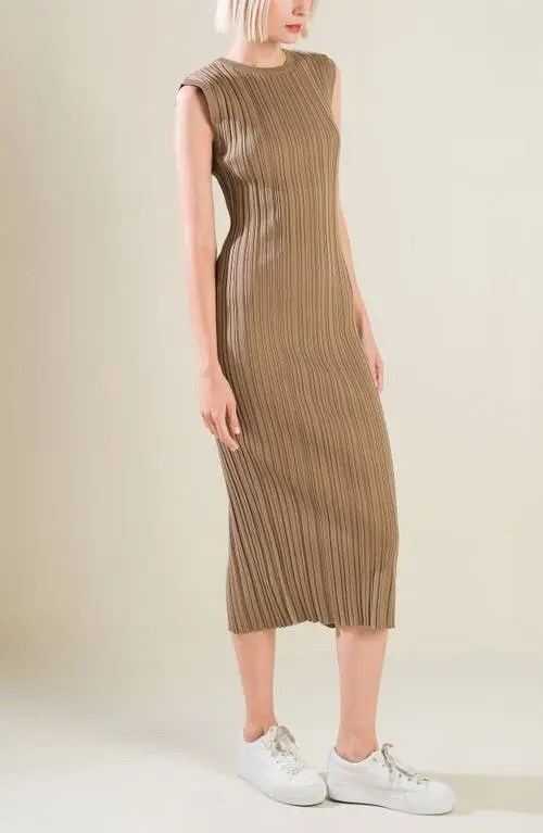 FREEMARKET Sleeveless Ribbed Midi Sweater Dress - Brown
