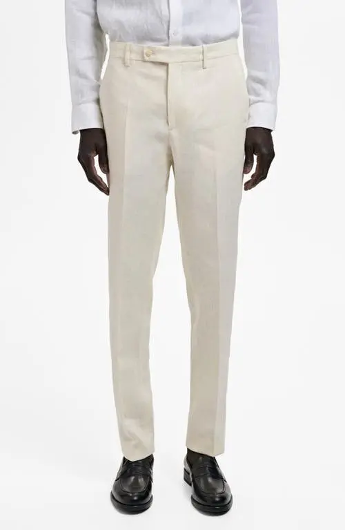 Mango Slim Fit Suit Pants - Ivory White