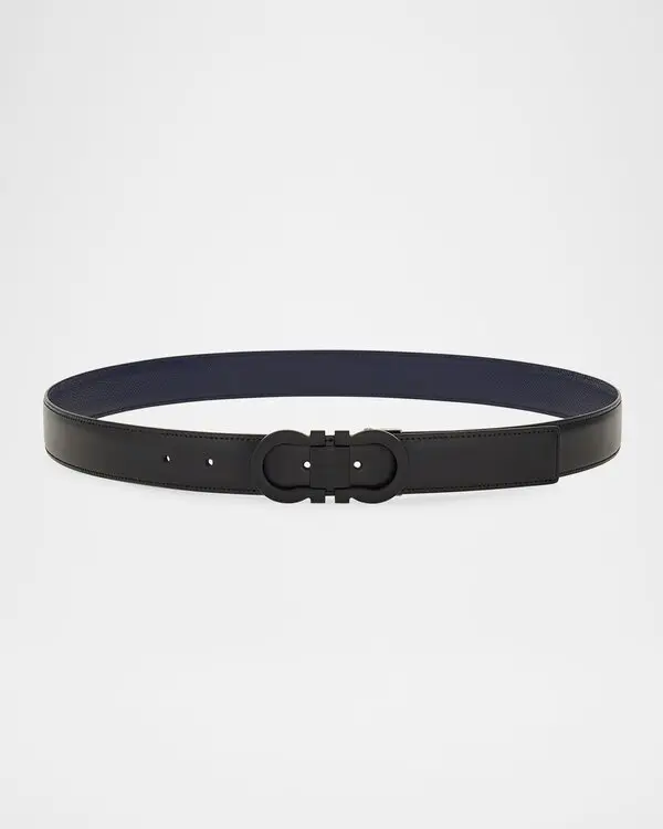 FERRAGAMO Gancini Buckle Reversible Leather Belt - Nero