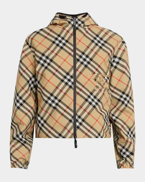 Burberry Reversible Check Cropped Jacket - Sand Ip Check