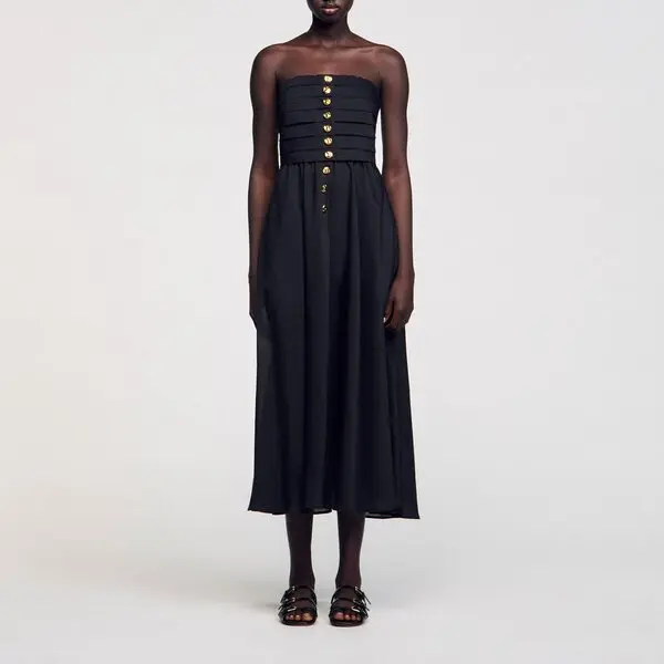 Sandro Lyocell Maxi Bustier Dress