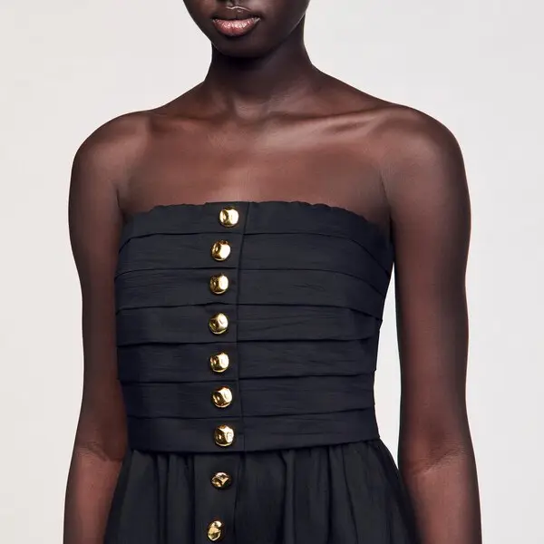 Sandro Lyocell Maxi Bustier Dress