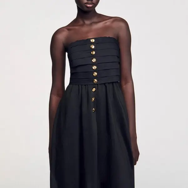 Sandro Lyocell Maxi Bustier Dress