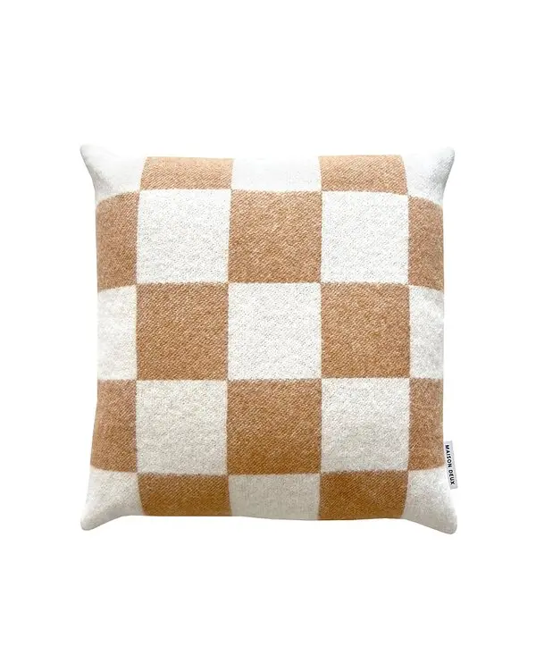 MAISON DEUX Checkerboard Cushion Cover - Light Brown
