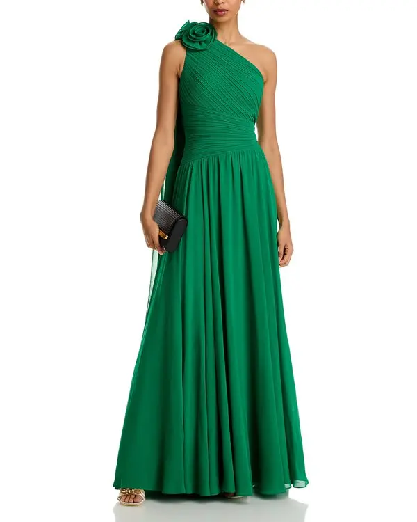 Rickie Freeman For Teri Jon Pleated Chiffon Gown In Kelly Green - 25% Off |  Editorialist