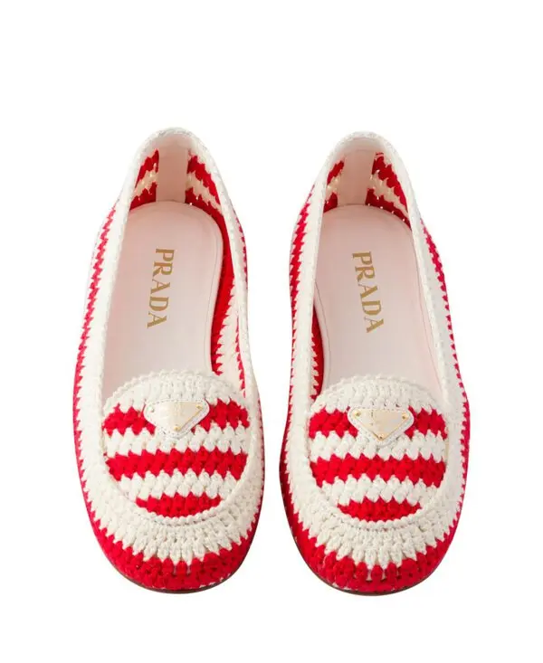 Prada Crochet Loafers - Red