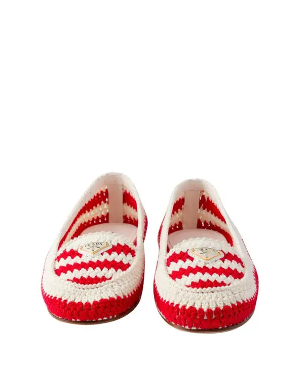 Prada Crochet Loafers - Red